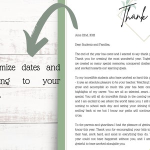 Botanical End of the Year Letter Template | Editable School Letter From ...