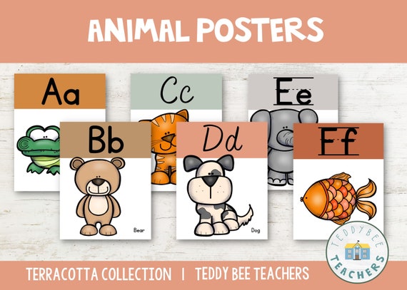 Animal Alphabet Posters TERRACOTTA Collection Rainbow Warm - Etsy
