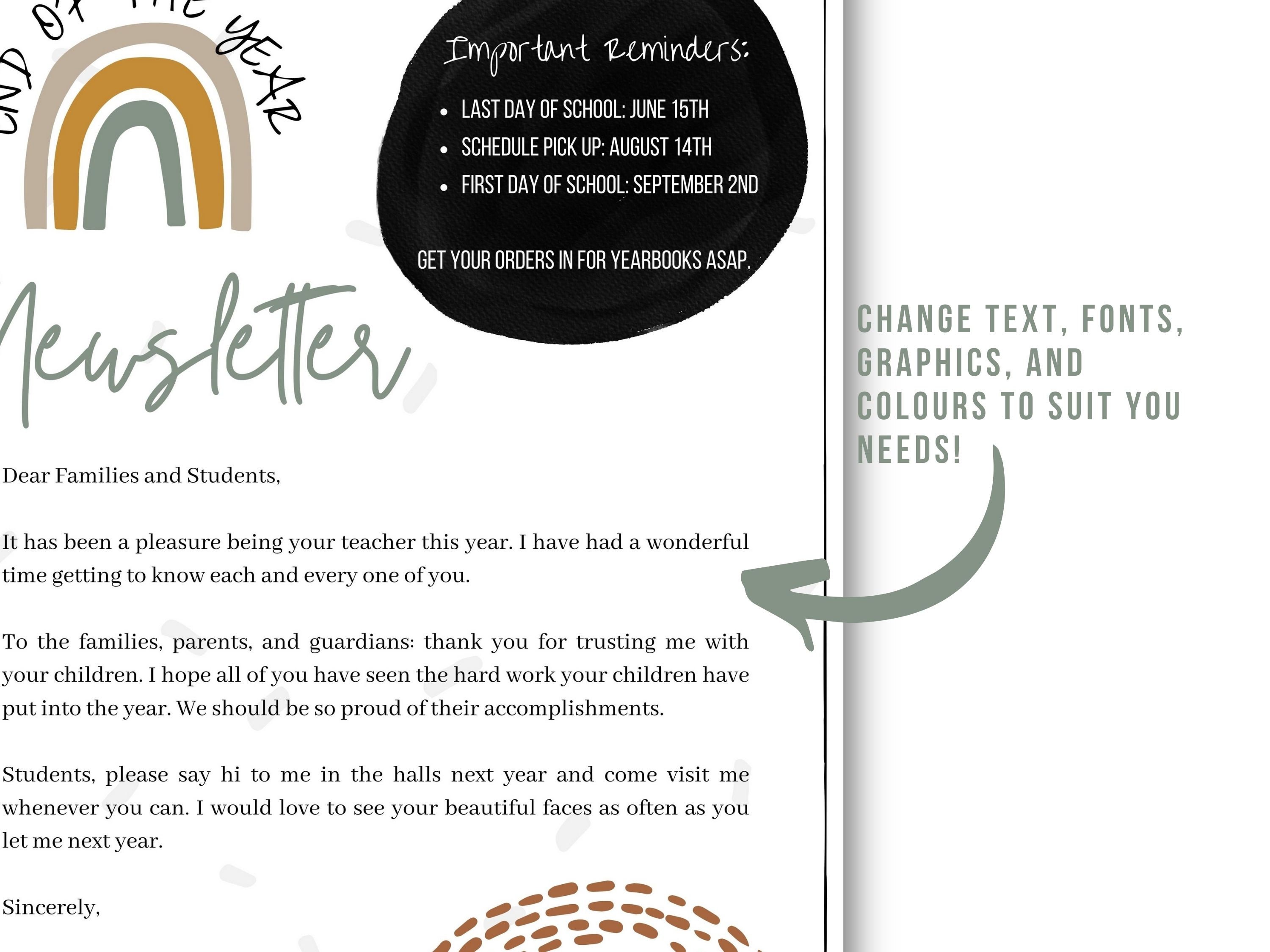 End of the Year Newsletter Template | Modern School Newsletter Digital ...