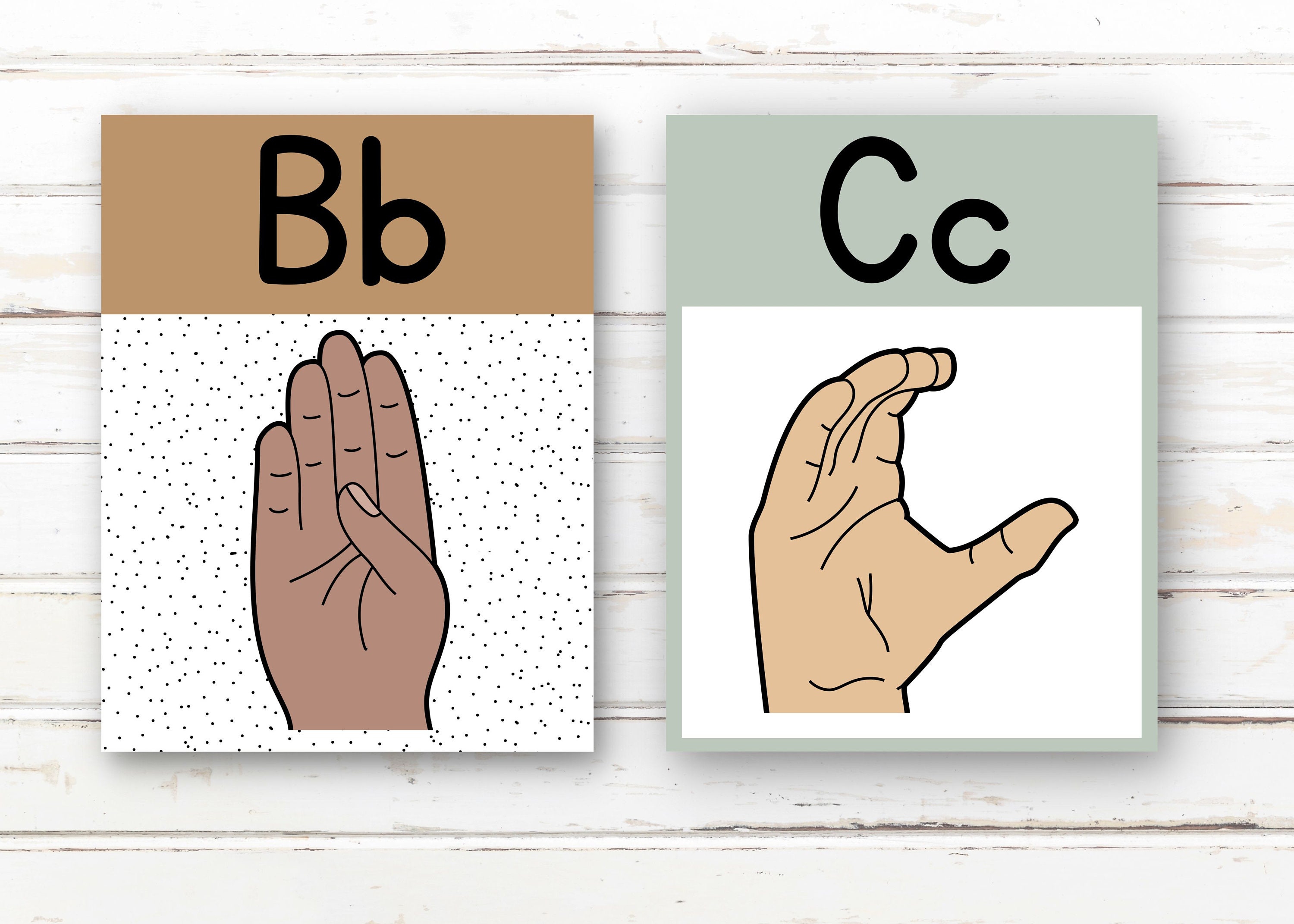 ASL American Sign Language Alphabet Posters | SPOTTY TERRACOTTA ...