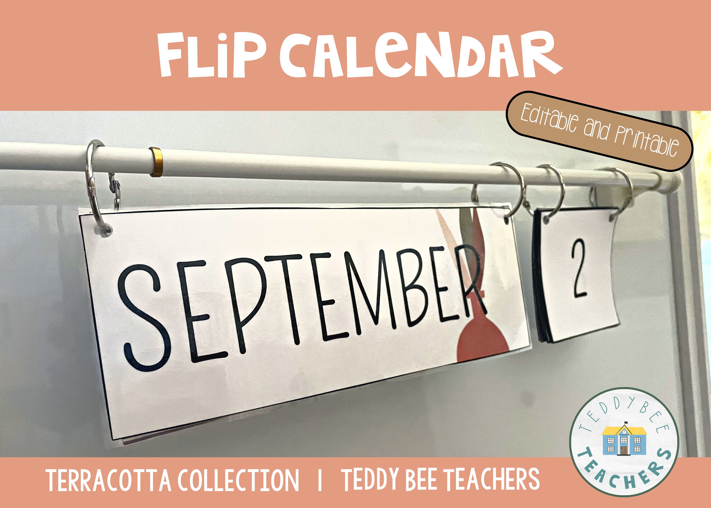 Terracotta Classroom Flip Calendar | Warm Tone Classroom Flip Calendar ...