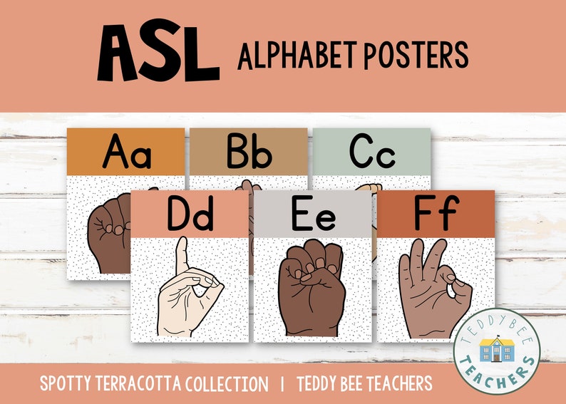 ASL American Sign Language Alphabet Posters | SPOTTY TERRACOTTA ...
