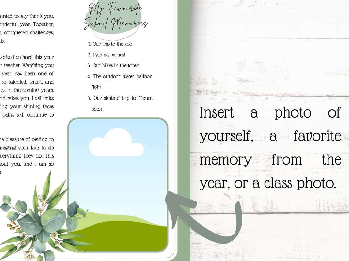 Botanical End of the Year Letter Template Editable School Letter From ...