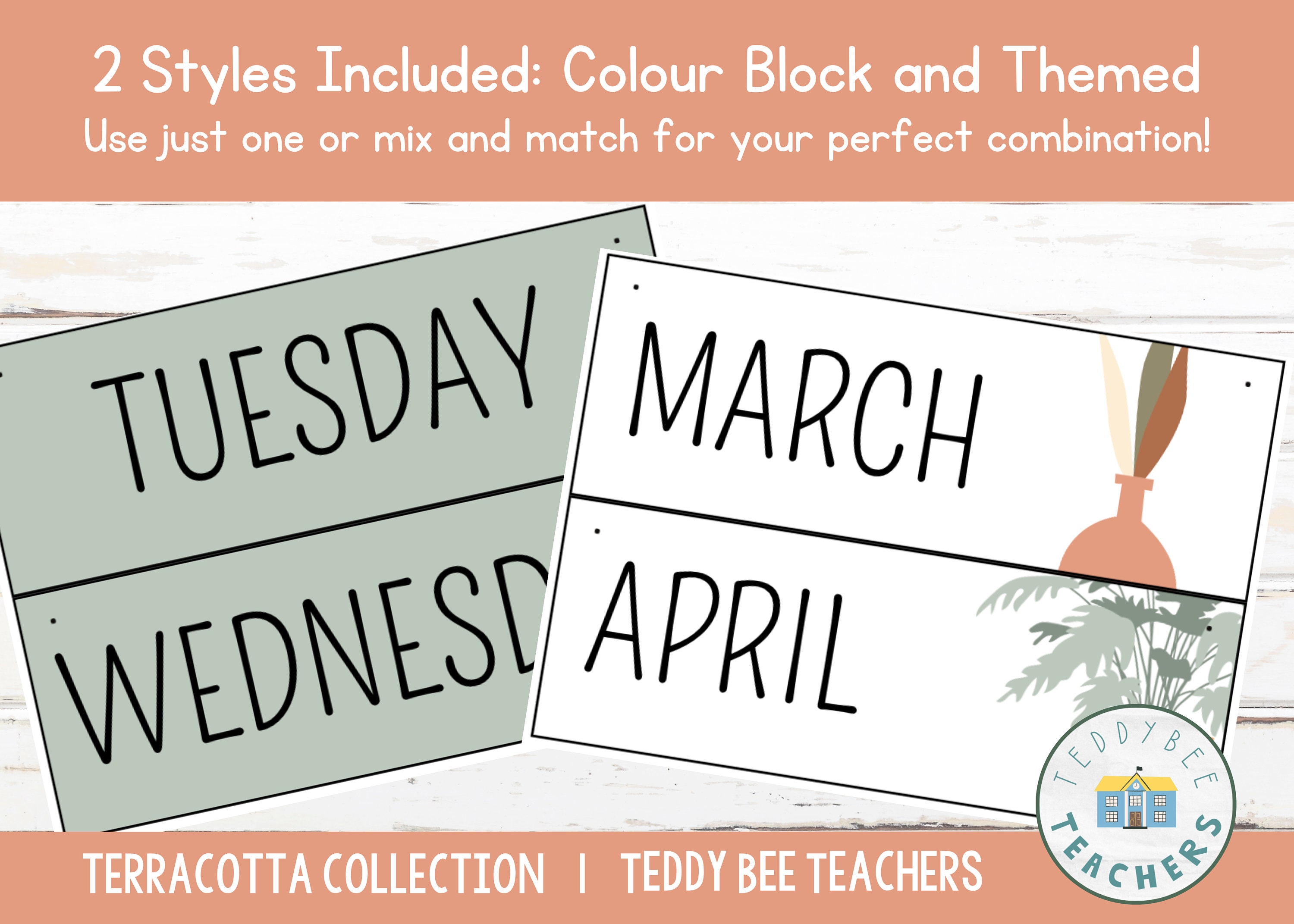 Terracotta Classroom Flip Calendar | Warm Tone Classroom Flip Calendar ...