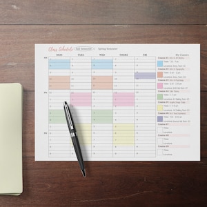 Block Schedule, College Materials, Digital Download, PDF, Landscape ...