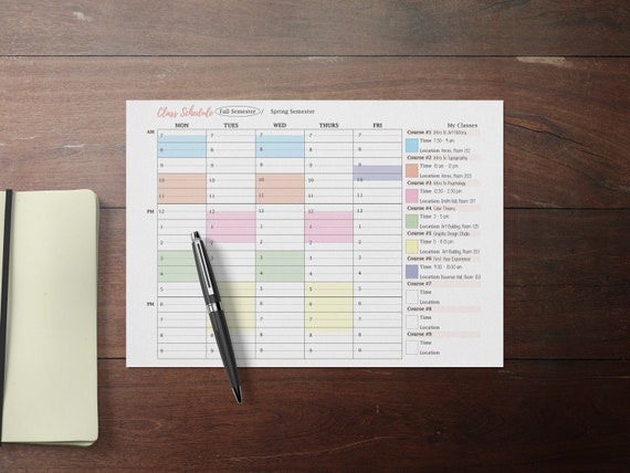 Block Schedule College Materials Digital Download PDF - Etsy