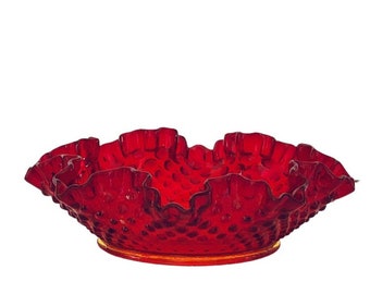 Fenton Red Candy Dish - Etsy