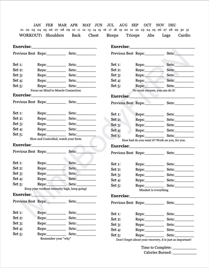 Workout Plan; Training Log; Workout Log; Fitness Journal; Strength ...