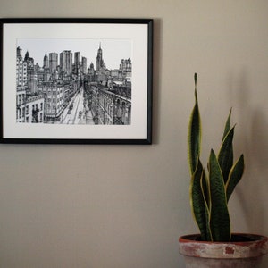 Lower Manhattan Street Pen and Ink Drawing - Etsy