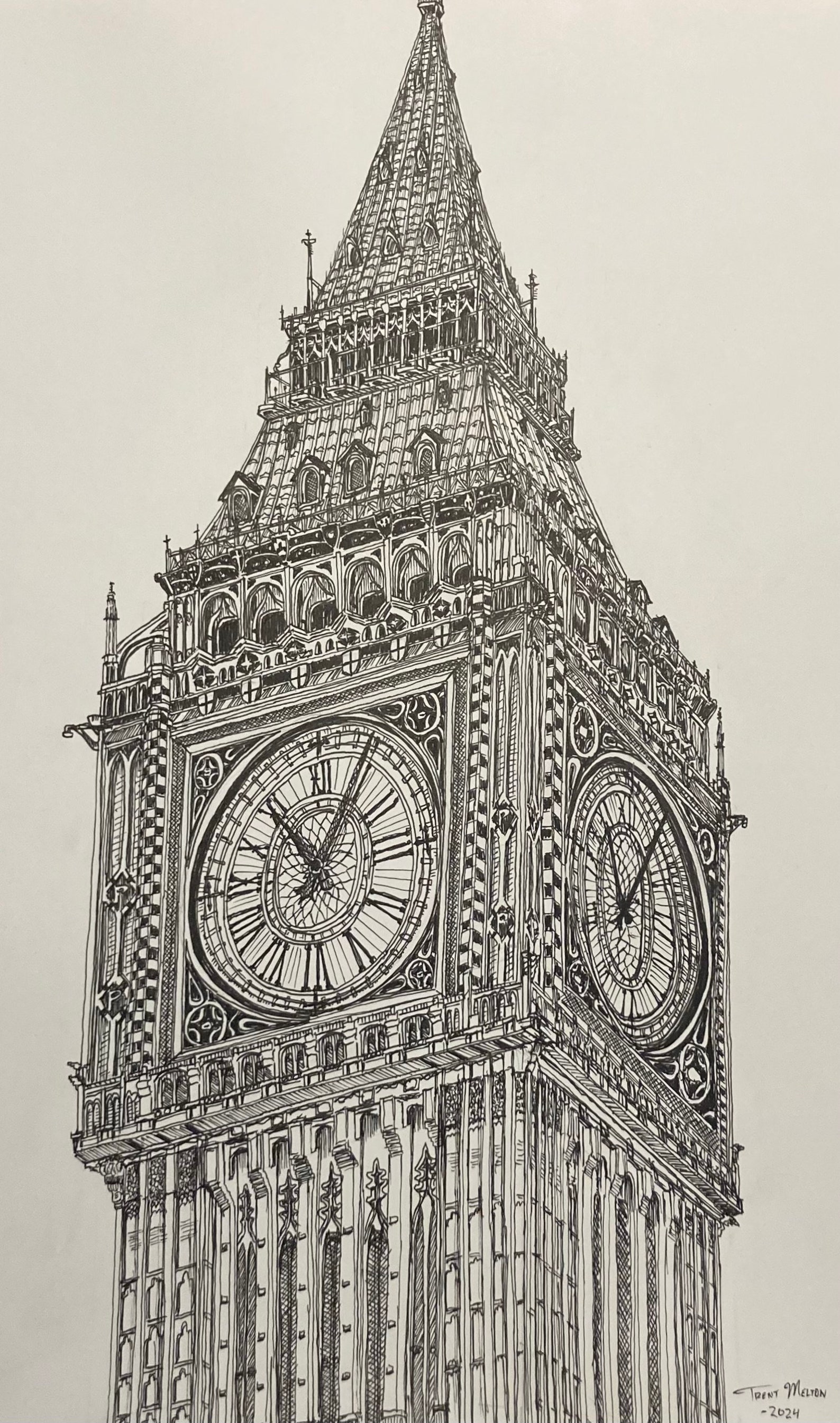 Original Big Ben Pen and Ink Drawing - Etsy