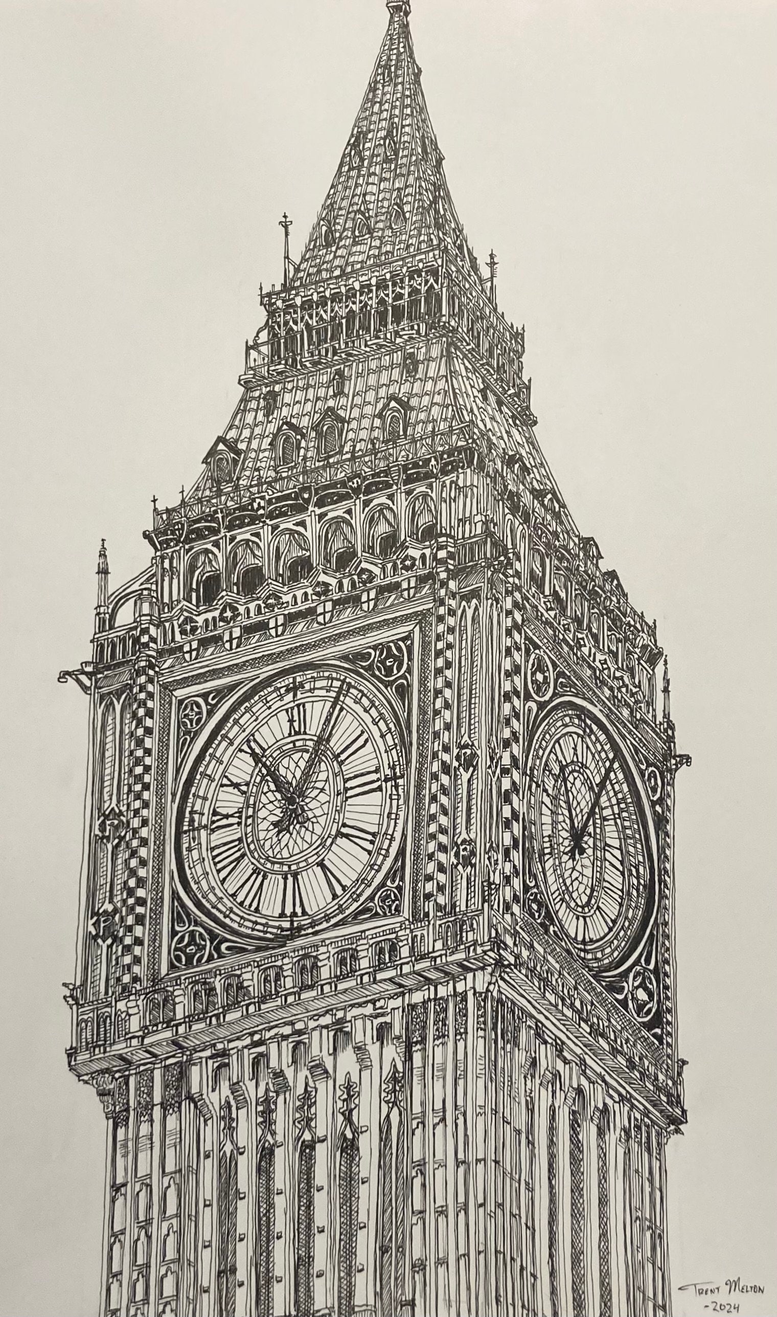 Original Big Ben Pen and Ink Drawing - Etsy