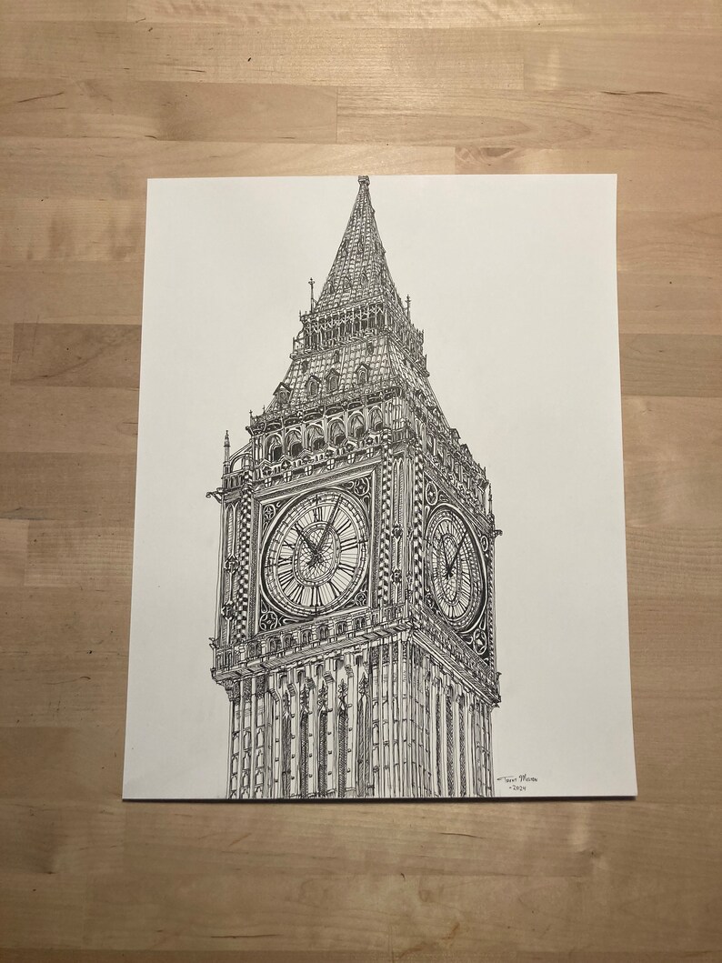 Original Big Ben Pen and Ink Drawing - Etsy