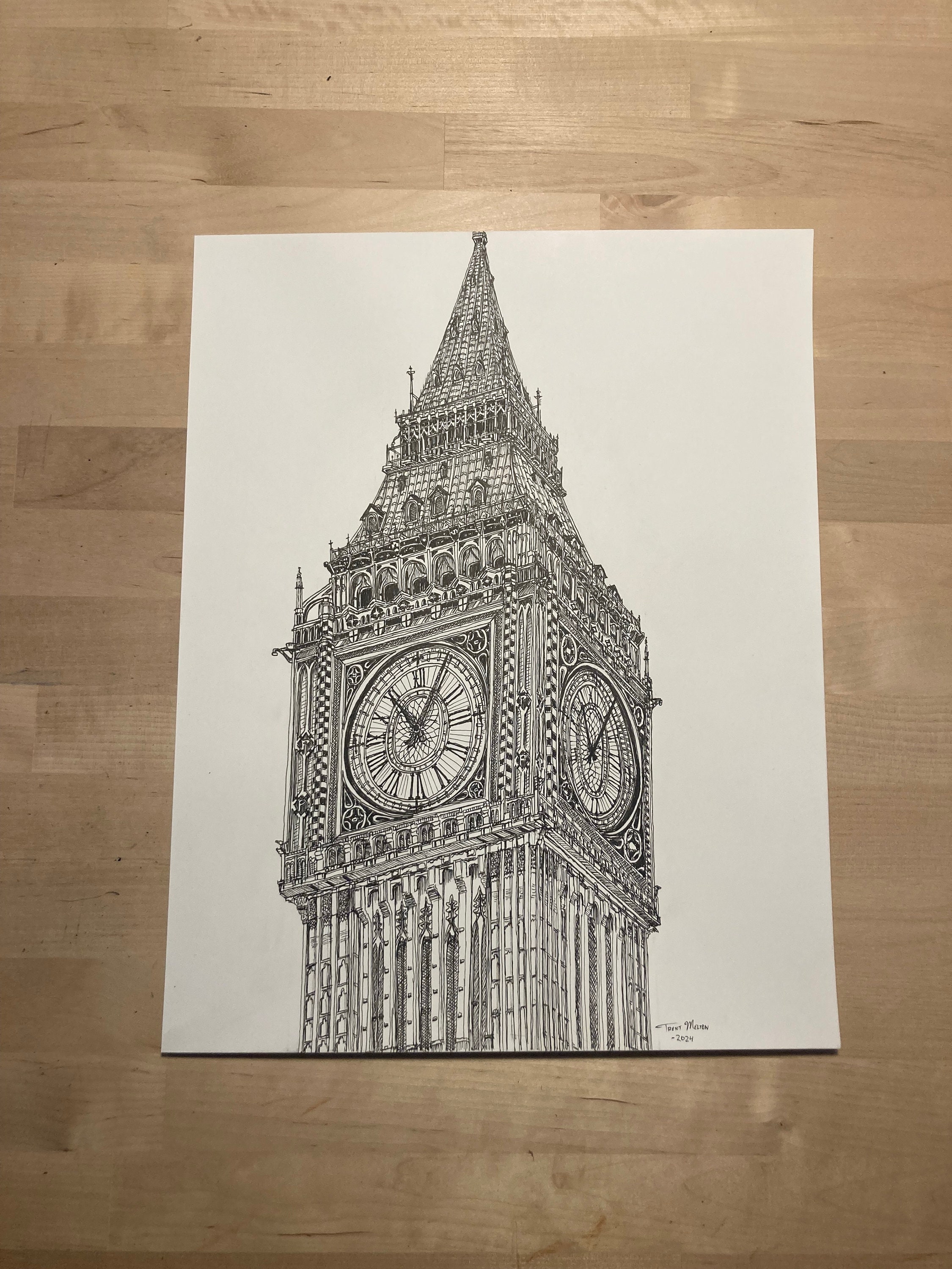Original Big Ben Pen and Ink Drawing - Etsy