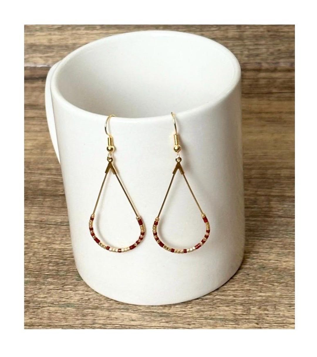 Morse Code Earrings Custom Morse Code Earrings Gold Hoop Earrings Seed Bead Earrings Womens