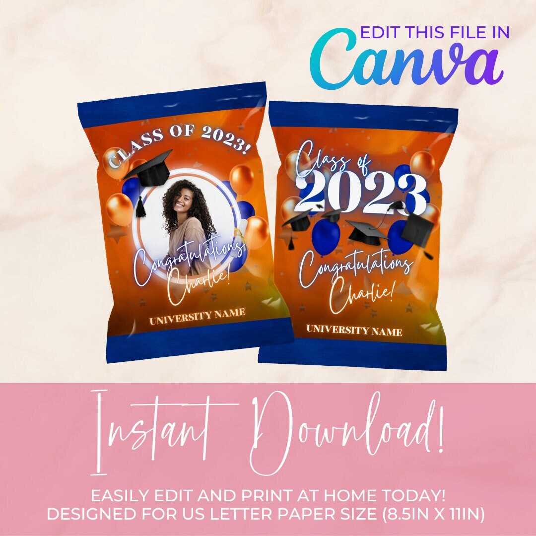 Customizable Graduation Chip Bag Party Favor With Photo - Etsy