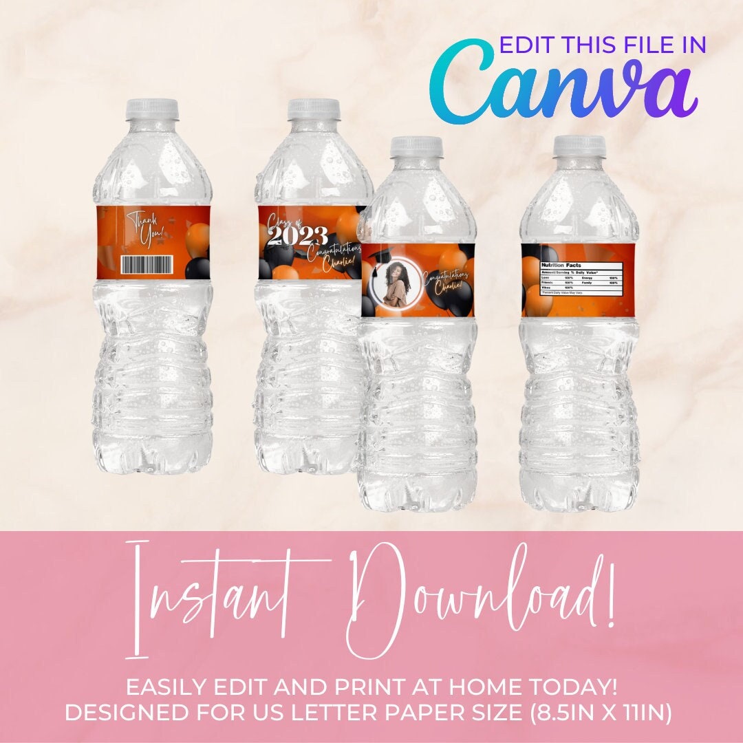 Customizable Graduation Water Bottle Label Party Favor With - Etsy