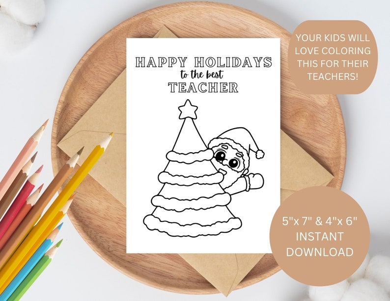 Fun Card to Color for Teacher, Coloring Card, Coloring Page, Card for ...