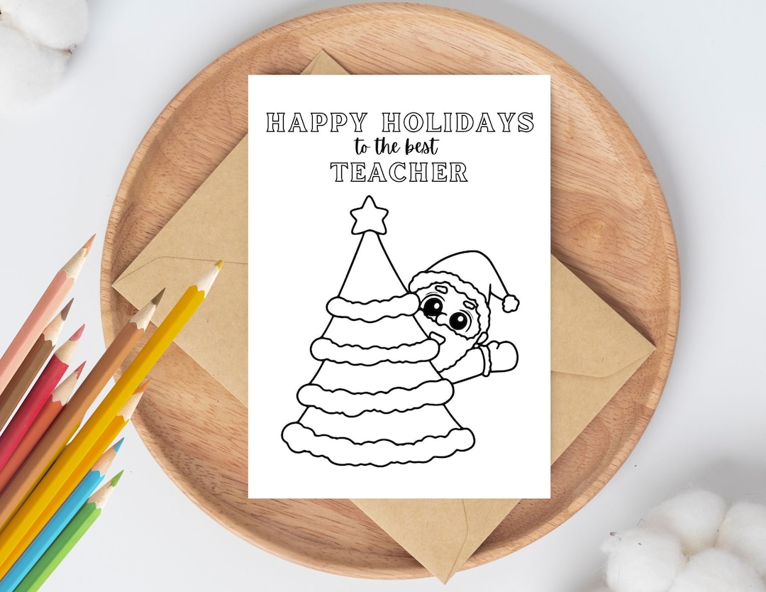 Fun Card to Color for Teacher, Coloring Card, Coloring Page, Card for ...