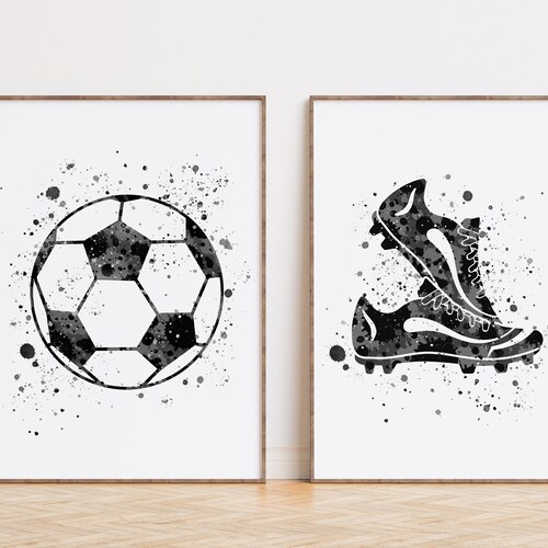 Set of Two Soccer Prints Soccer Ball and Soccer Shoes Set of - Etsy