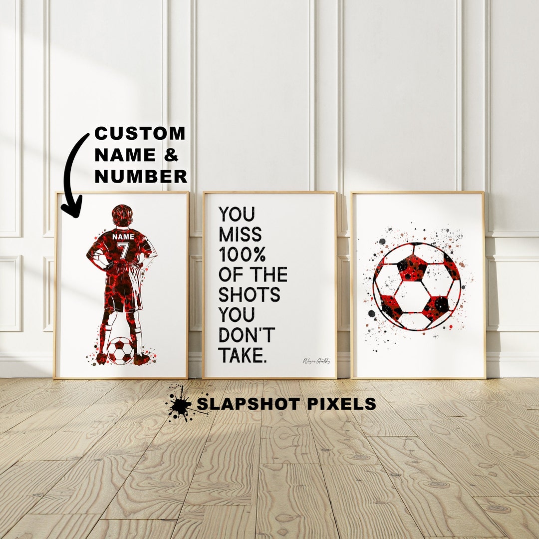 Personalized 3 Piece Soccer Wall Art Soccer Gifts for Boys Custom ...