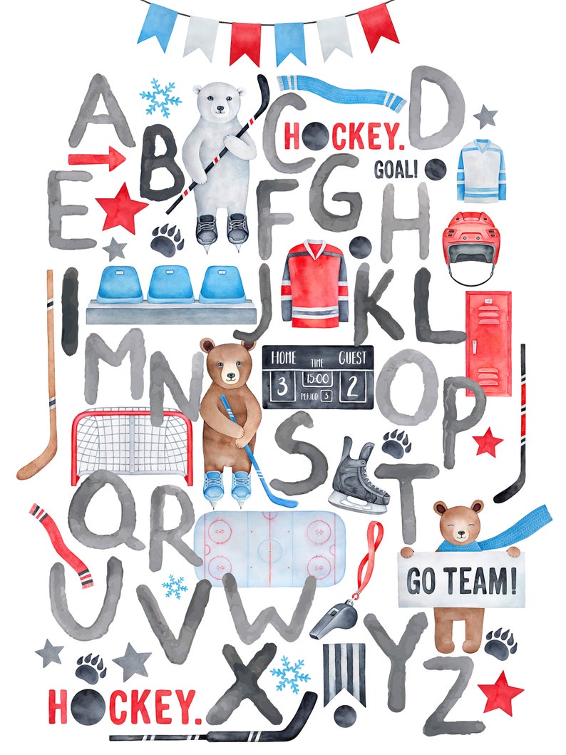 ABC Poster Hockey Theme Hockey Alphabet Poster ABC - Etsy