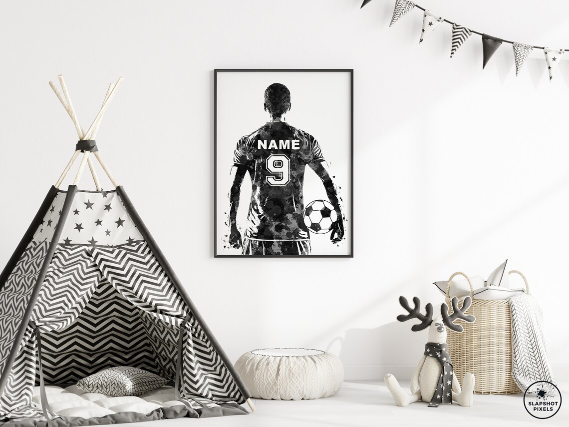 Custom Soccer Poster Custom Jersey Watercolor Wall Art - Etsy