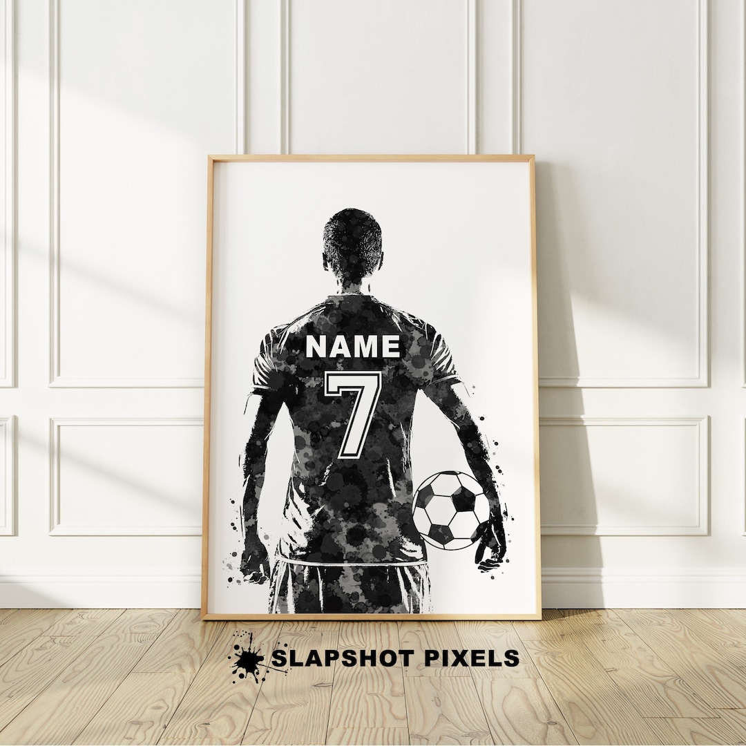 Custom Soccer Poster, Custom Jersey Watercolor Wall Art, Soccer Jersey ...