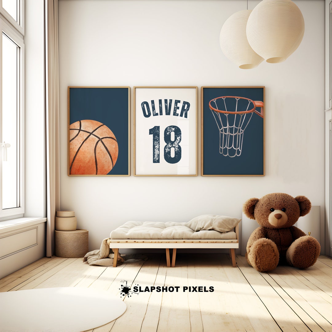 Custom Basketball Prints Wall Art Kids Bedroom Basketball Gifts Boys ...