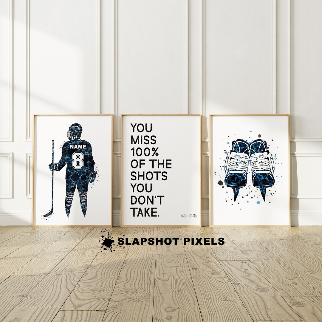 Hockey Gifts 3 Piece Wall Art, Set of 3 Personalized Hockey Posters ...
