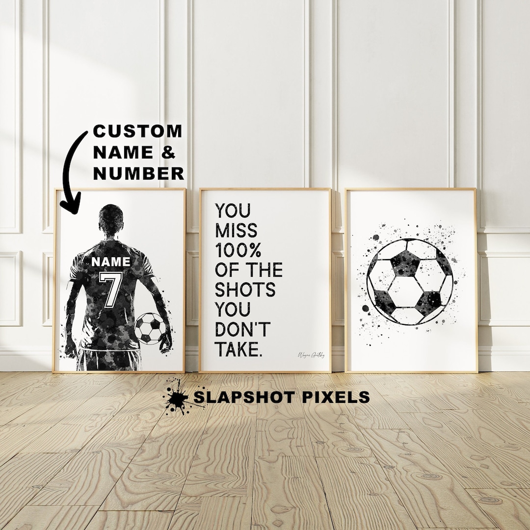 Set of 3 Soccer Posters, Soccer 3 Piece Wall Art, Personalized Soccer ...