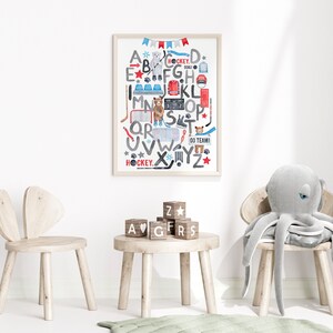 ABC Poster Hockey Theme, Hockey Alphabet Poster, ABC Printable, Nursery ...