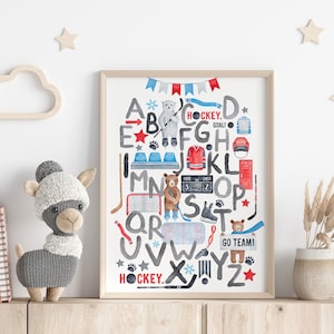 ABC Poster Hockey Theme, Hockey Alphabet Poster, ABC Printable, Nursery ...