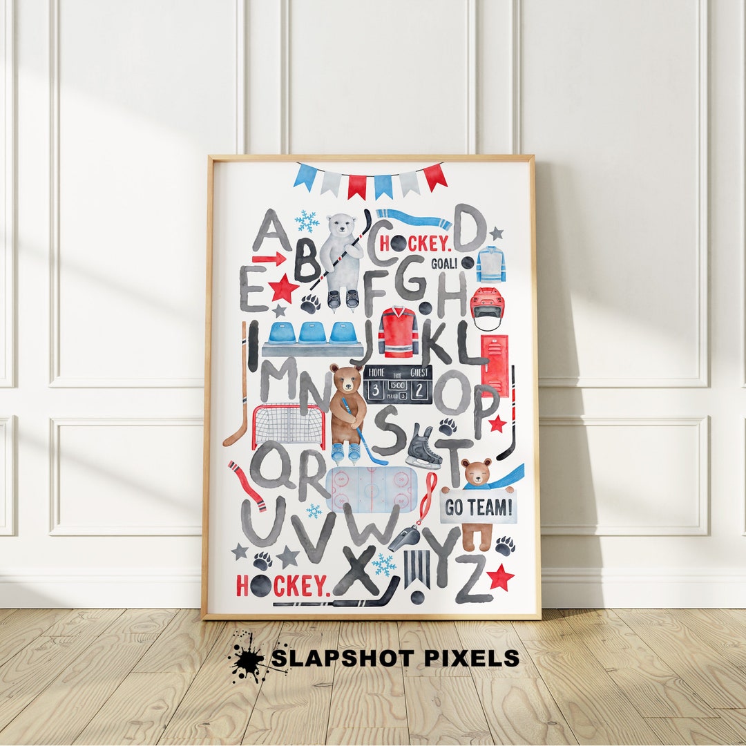 ABC Poster Hockey Theme, Hockey Alphabet Poster, ABC Printable, Nursery ...
