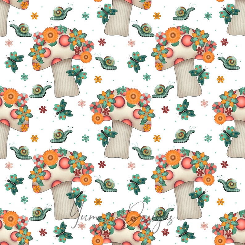Funky Fungi Mushroom Seamless Digital Design Pattern - Etsy
