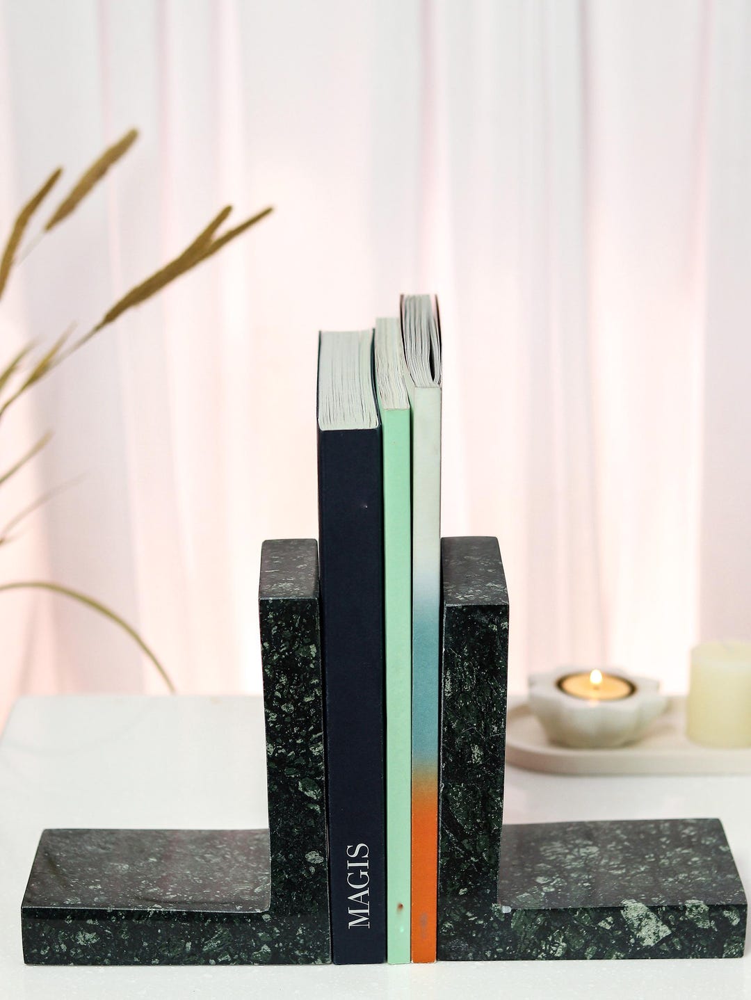Polished Marble Bookend: Elegant Desk & Shelf Decor - Etsy