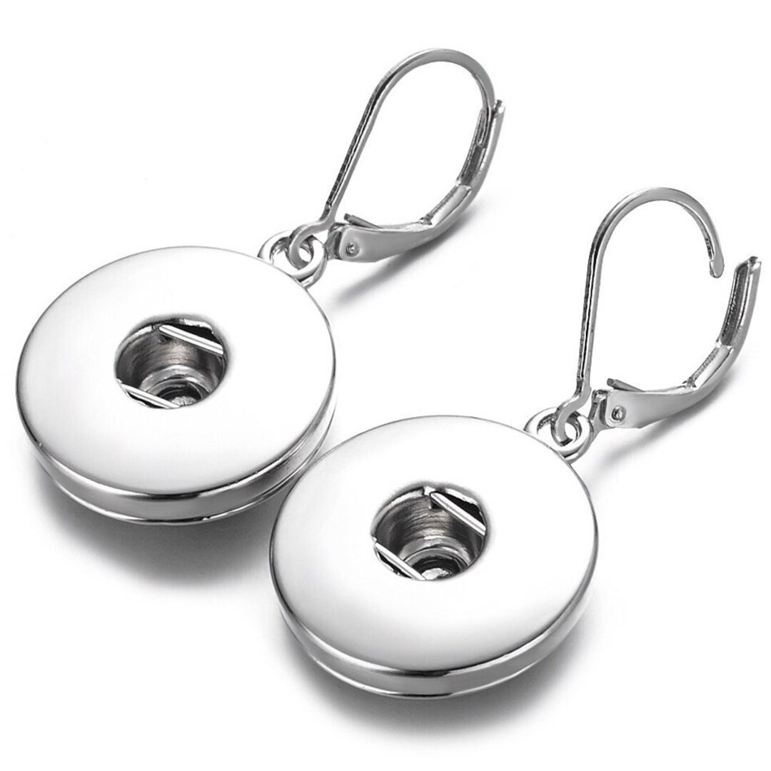 Snap Jewelry Earrings, Lever Back Silver Tone Accessory, Fits 18MM 20MM ...