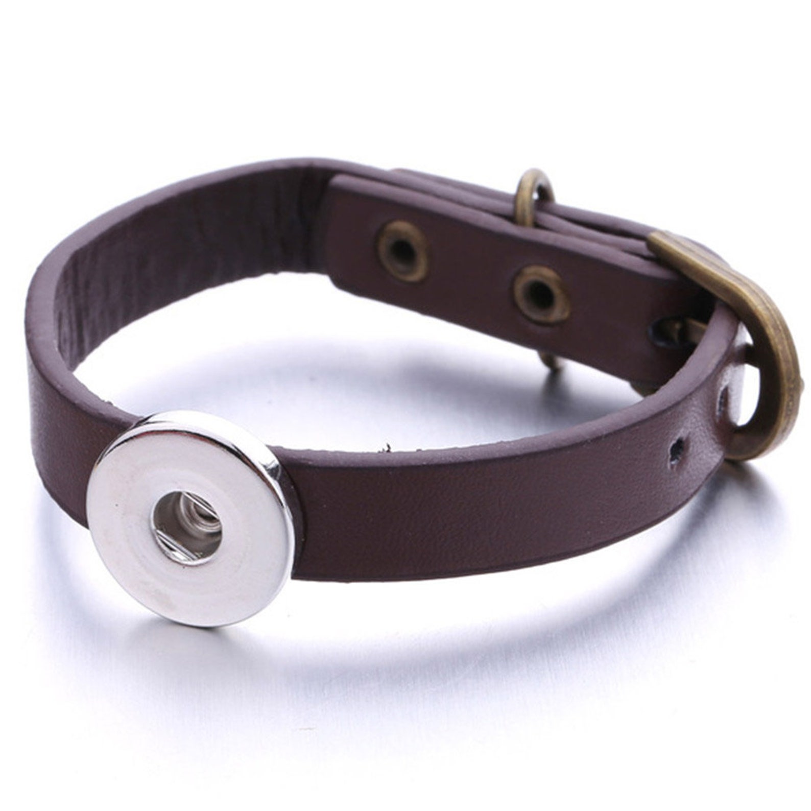 Genuine Leather Snap Jewelry Ginger Charm Bracelet Simple - Etsy