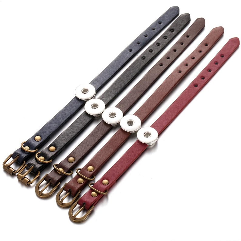 Genuine Leather Snap Jewelry Ginger Charm Bracelet Simple Adjustable ...