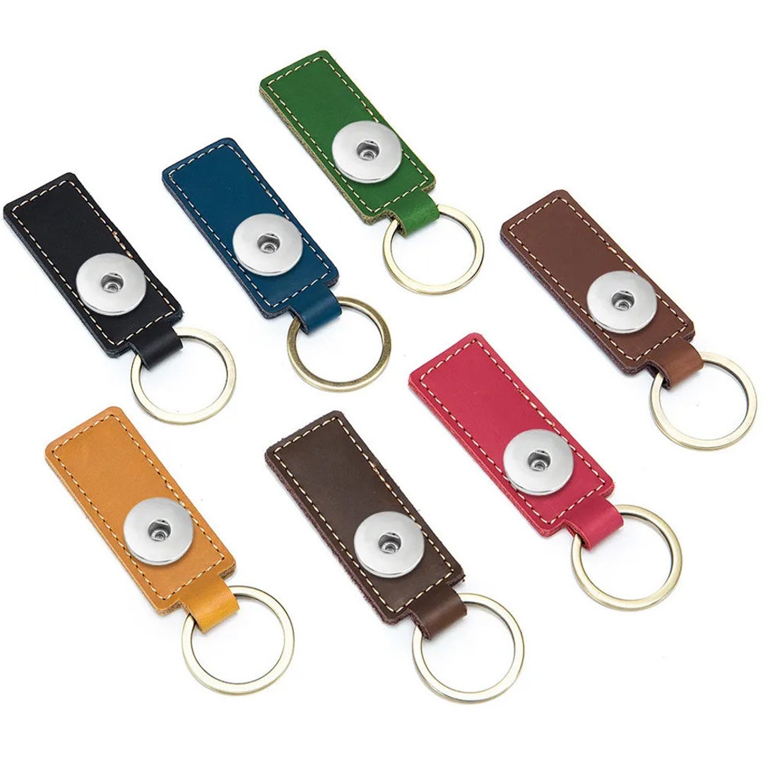 Luxury Genuine Leather Keychain Snap Jewelry, Car Key Ring Fits ...