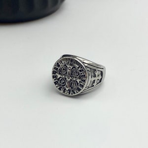 Mens Celtic Cross Signet Ring Gun Metal Stainless Steel Viking Ring ...