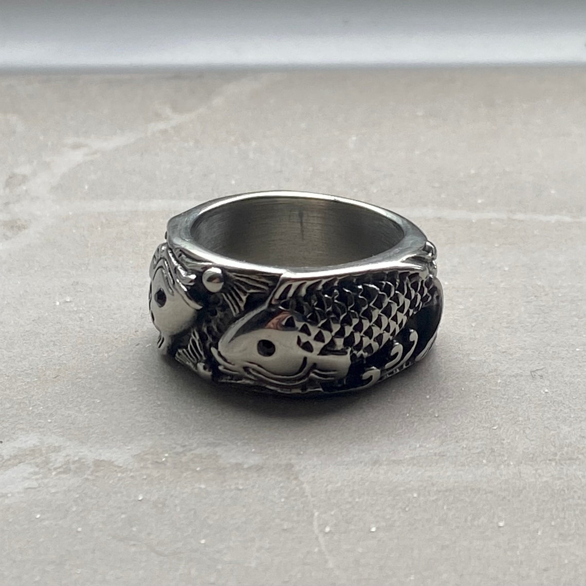 Koi Fish Ring Stainless Steel Fish Band Mens Silver Animal - Etsy