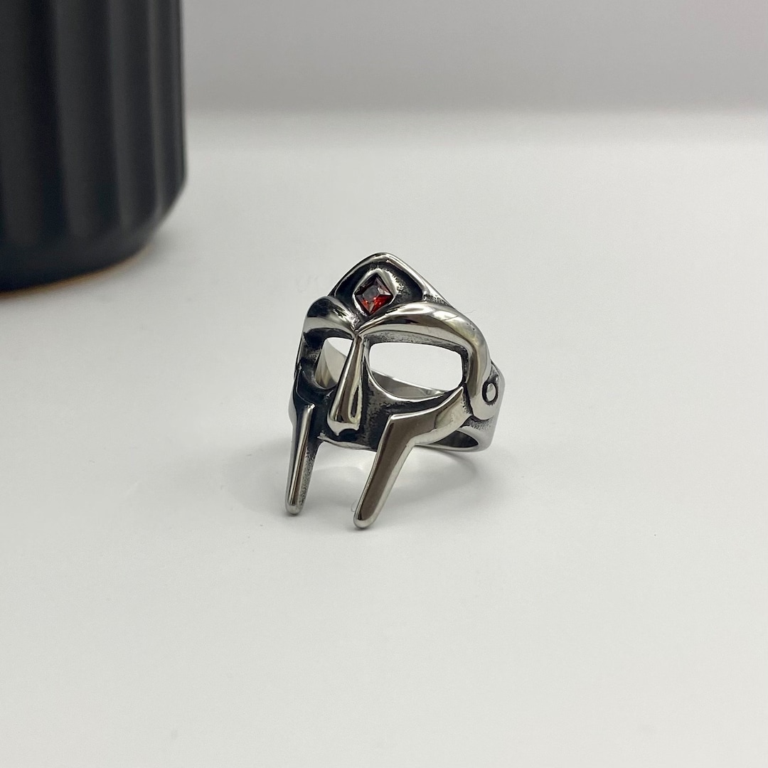 Silver MF DOOM Ring Red Gem MFDOOM Ring in Stainless Steel Mfdoom ...