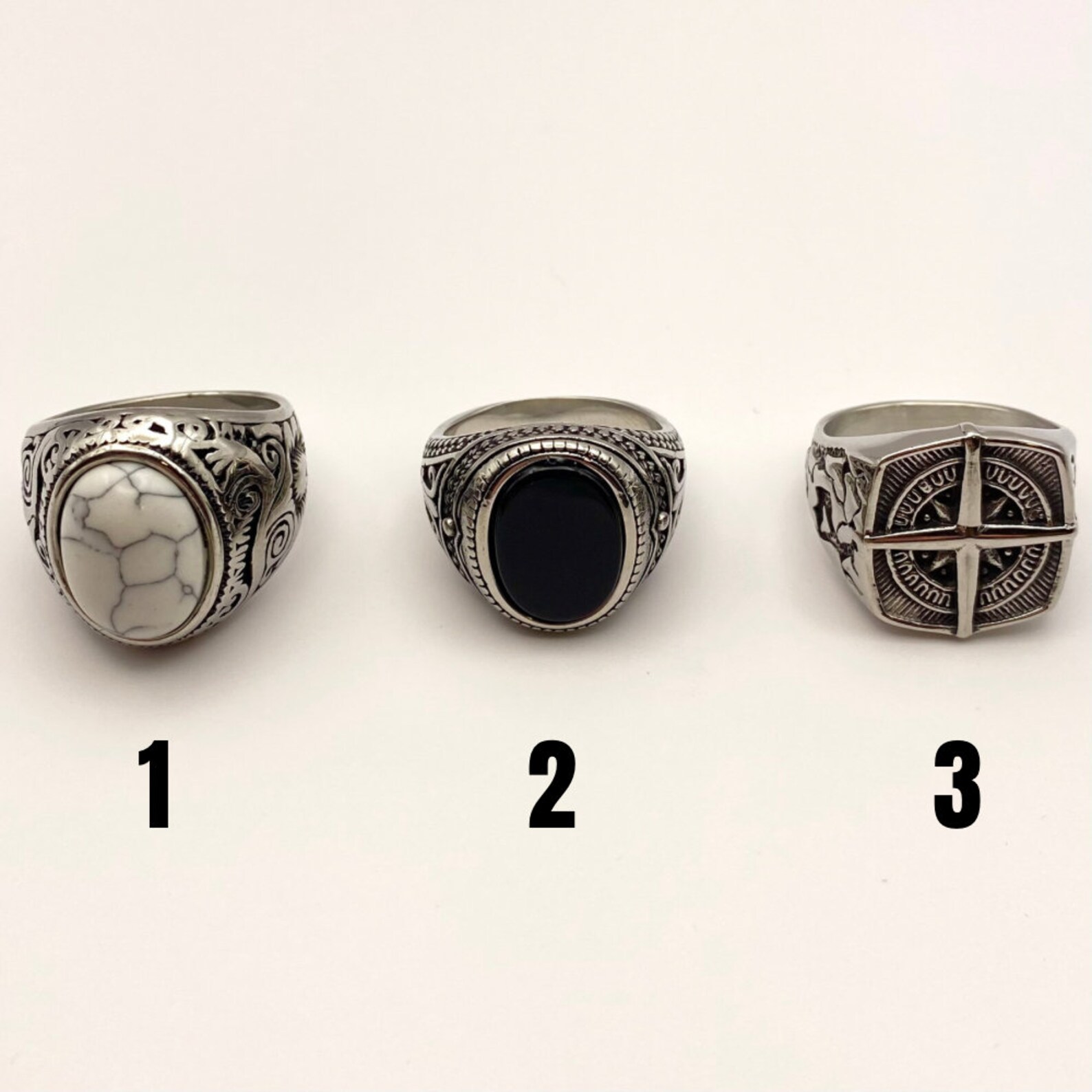 Mens Silver Rings Stainless Steel Signet Rings Rings for - Etsy