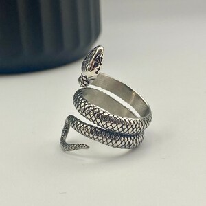 Wrapped Snake Ring Stainless Steel Cobra Ring Mens Silver Snake Band ...