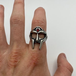 Silver MF DOOM Ring Red Gem MFDOOM Ring in Stainless Steel Mfdoom ...
