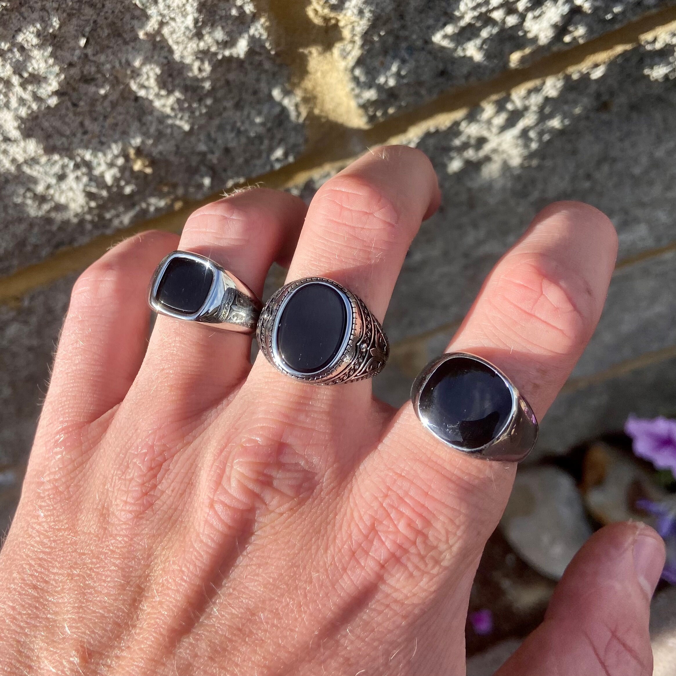 Black Onyx Signet Ring Signet Ring for Men Black Gem Stone - Etsy