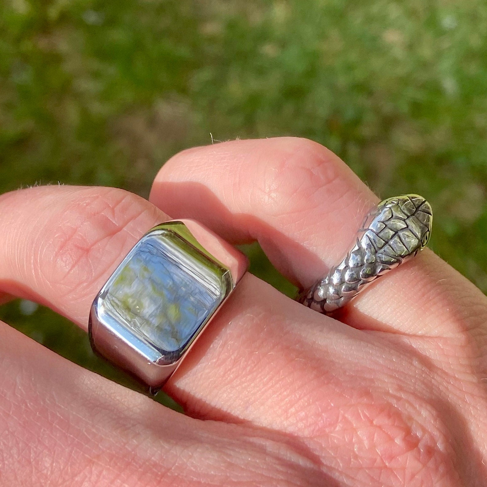Stainless Steel Square Signet Ring Mens Silver Signet Ring - Etsy