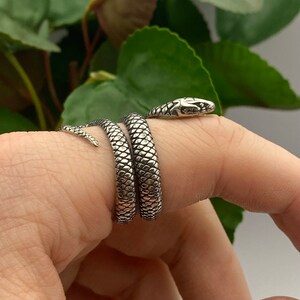 Wrapped Snake Ring Stainless Steel Cobra Ring Mens Silver Snake Band Anima Reptile Jewellery ...