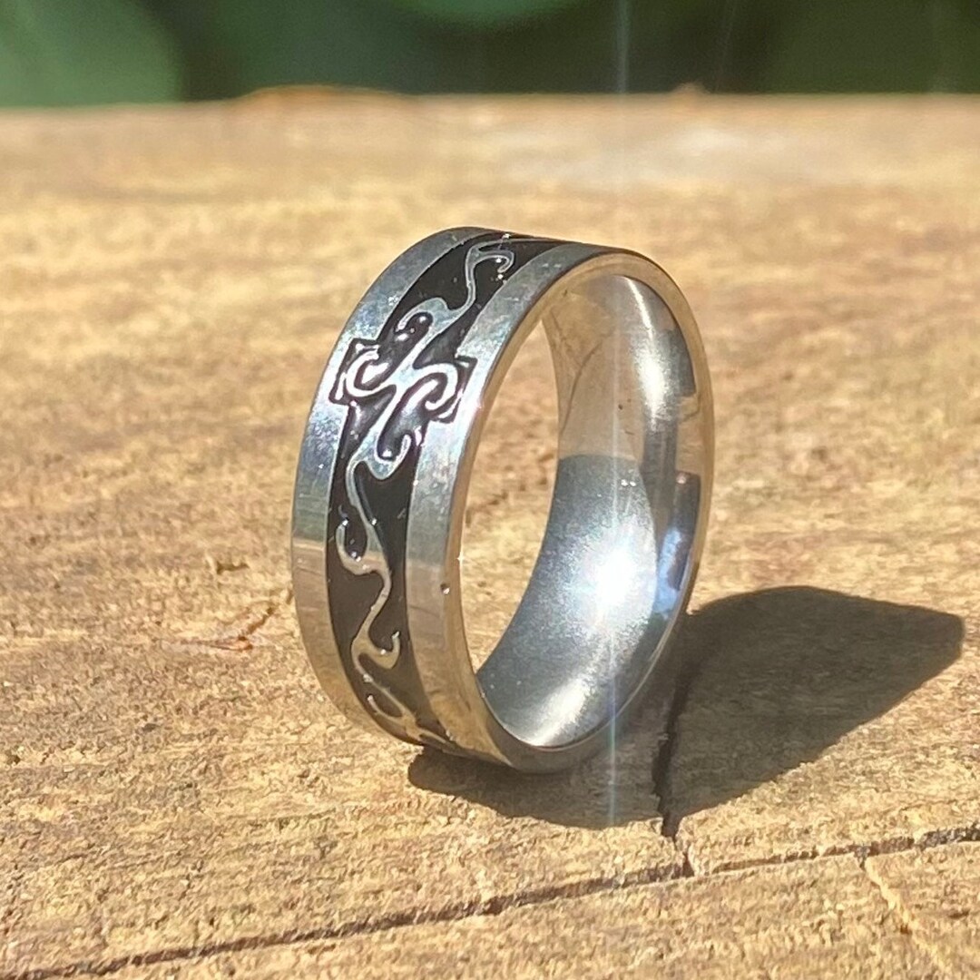 Silver Wave Ring Mens Band Wave Pattern Ring Geometric - Etsy