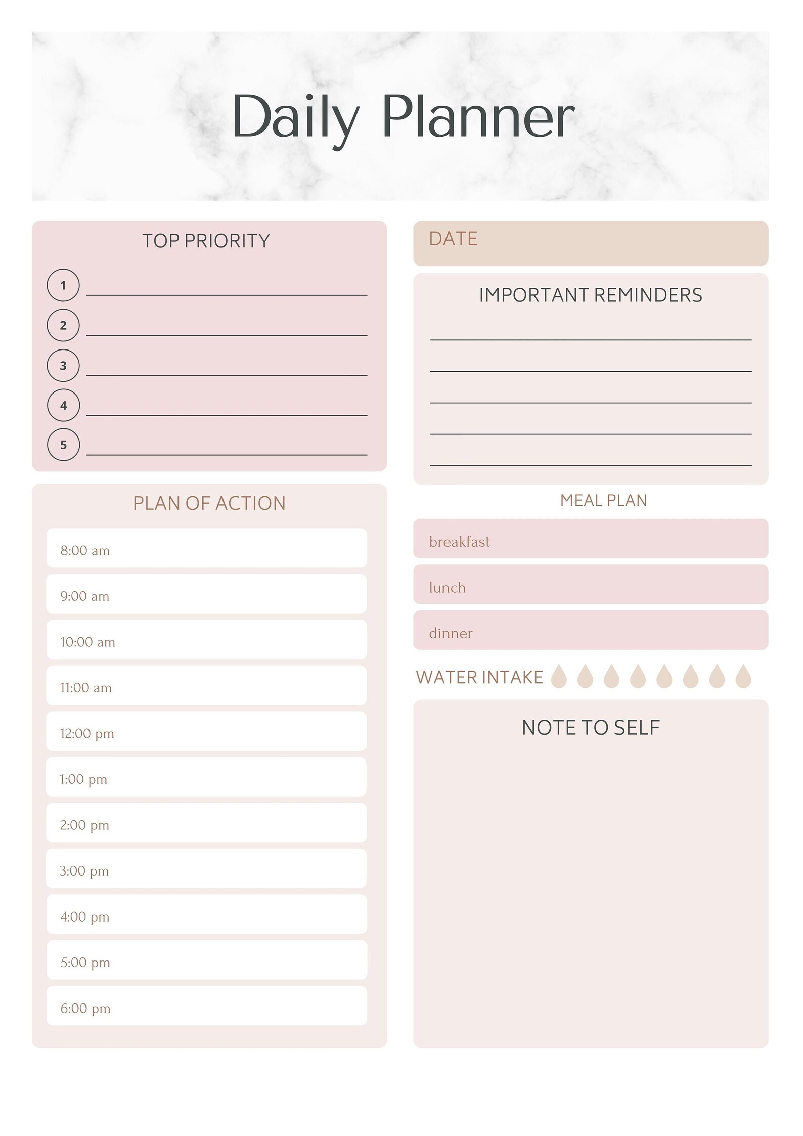 Daily Planner, Day Planner Printable, Todays Plan, DIGITAL DOWNLOAD. - Etsy